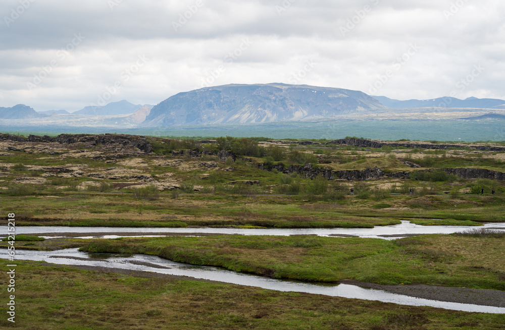 Lögberg Fault at Thingvellir National Park in Iceland Stock Photo ...