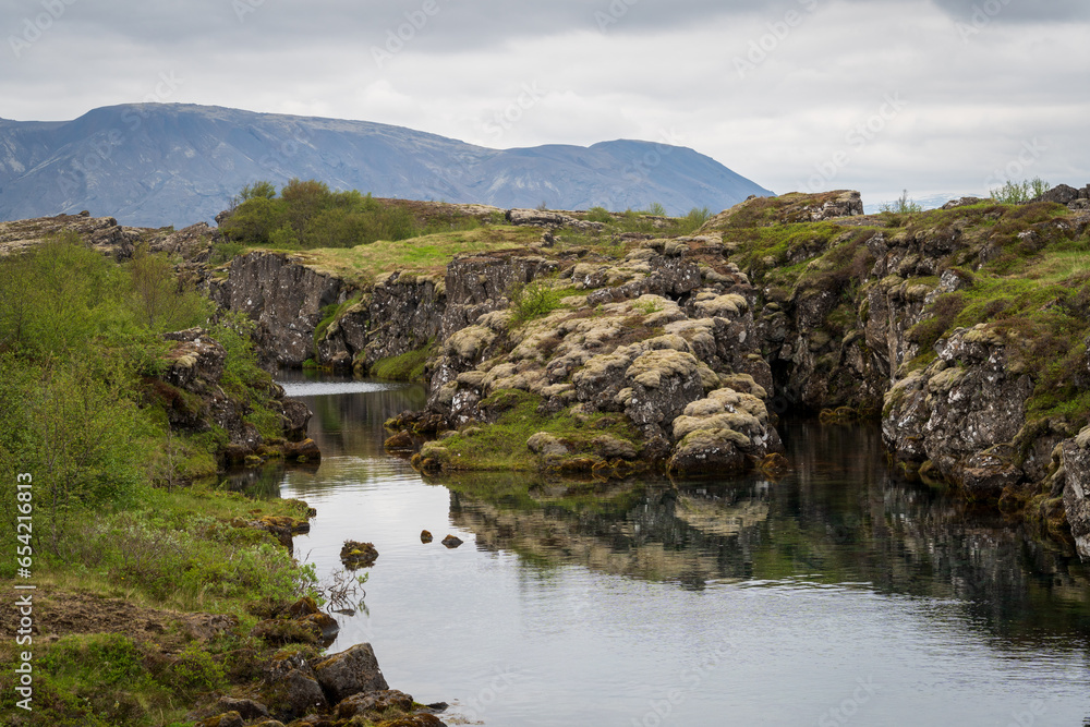 Lögberg Fault at Thingvellir National Park in Iceland Stock Photo ...