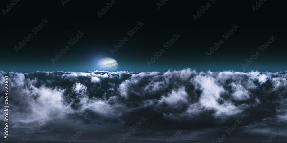 The moon over the clouds.HDRI, environment map , Round panorama ...