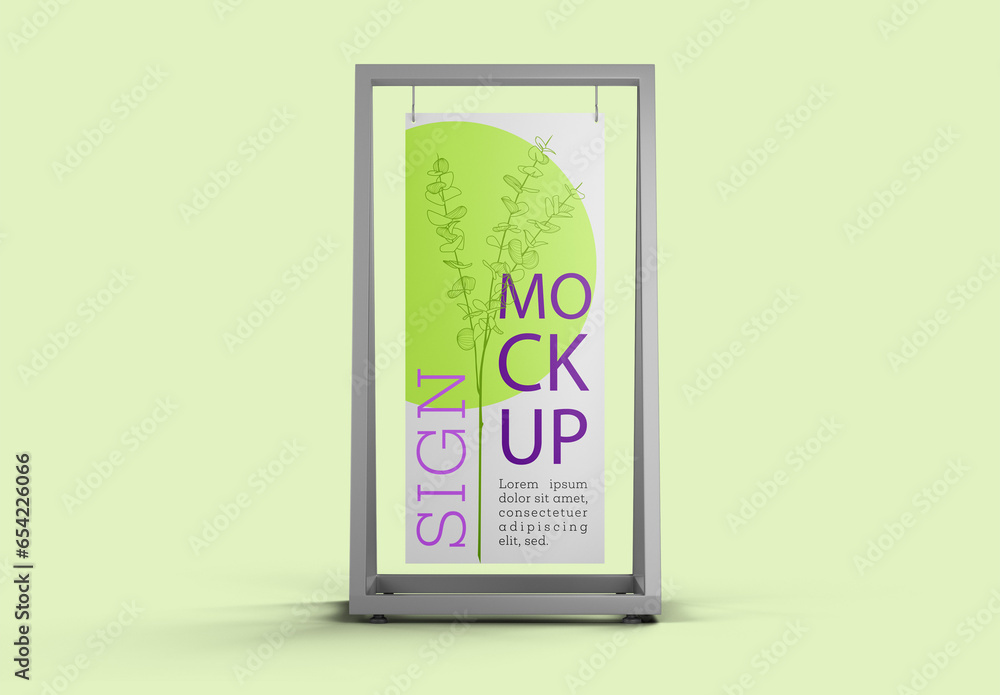 Tall Metallic Sign Board Mockup Stock Template | Adobe Stock