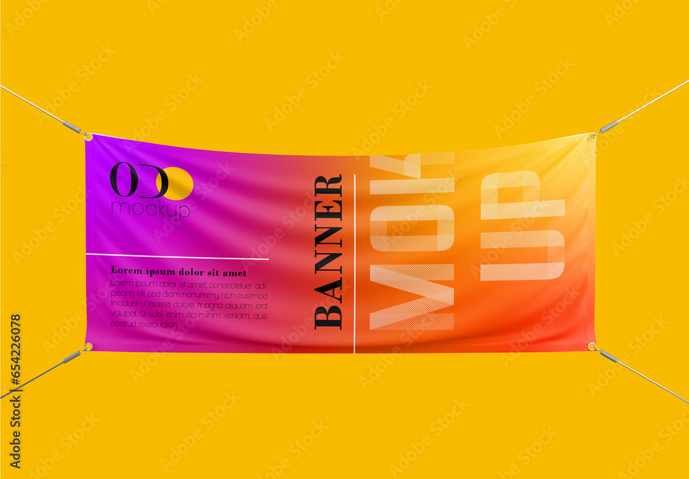 Outdoor Banner with Ropes Mockup Stock Template | Adobe Stock