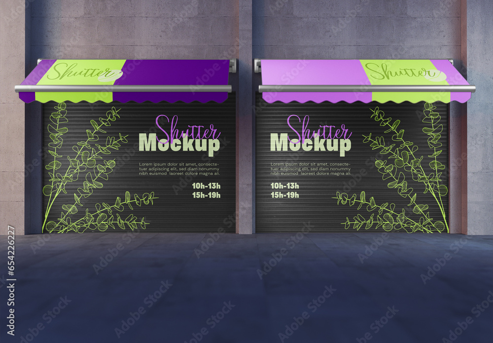 Closed Store Metal Shutter Mockup Stock Template | Adobe Stock