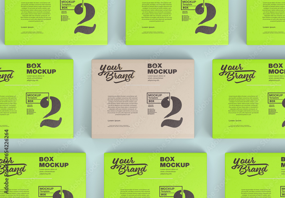 Set of Flat Cardboard Boxes Mockup Stock Template | Adobe Stock