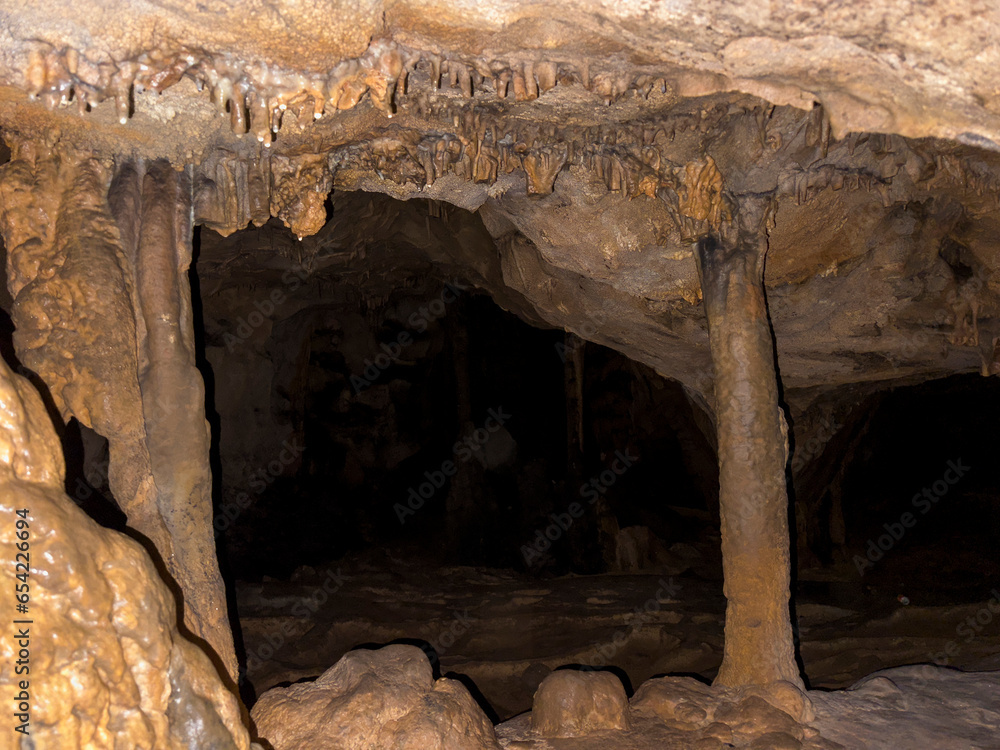 The internal texture, wonderful stalactites, stalagmites and ...