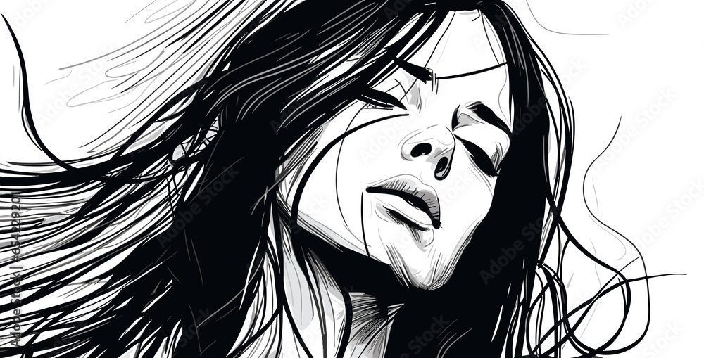 Loneliness and depression. Art representation of a womans emotional ...