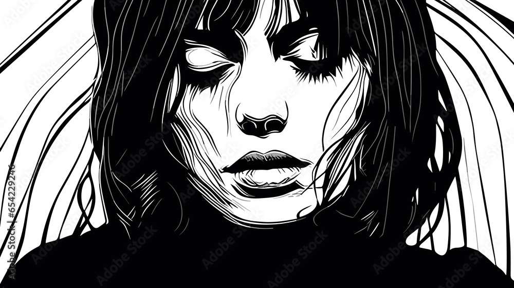 Loneliness and depression. Art representation of a womans emotional ...