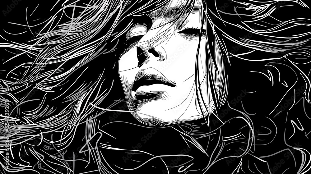 Loneliness and depression. Art representation of a womans emotional ...