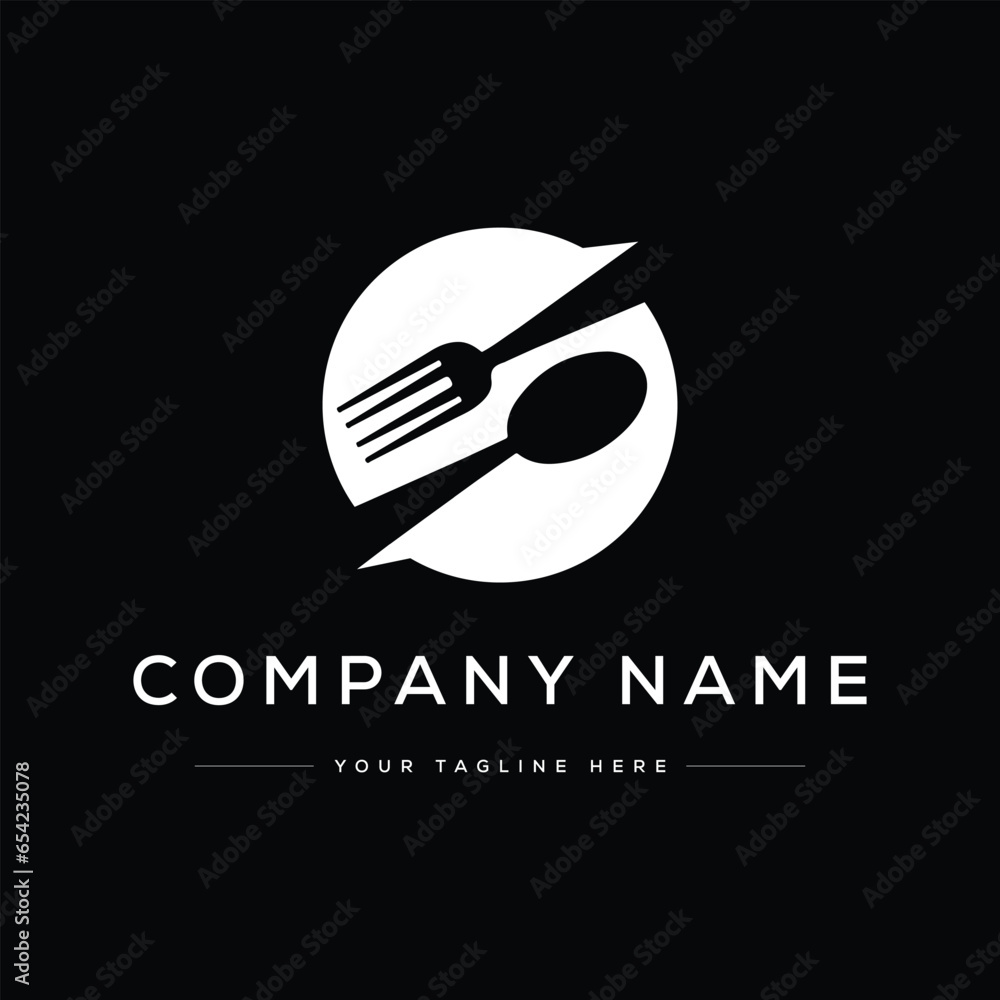 Creative Modern Spoon Logo. Restaurant Logo Design. Black and White ...