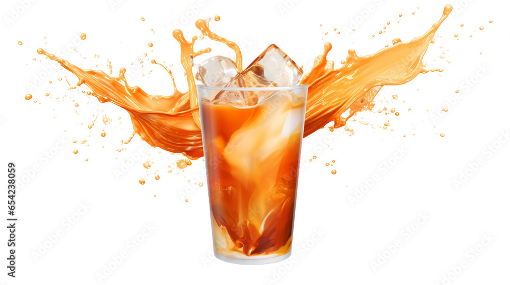 Ice tea thai tea splash isolated on transparent background PNG file ...