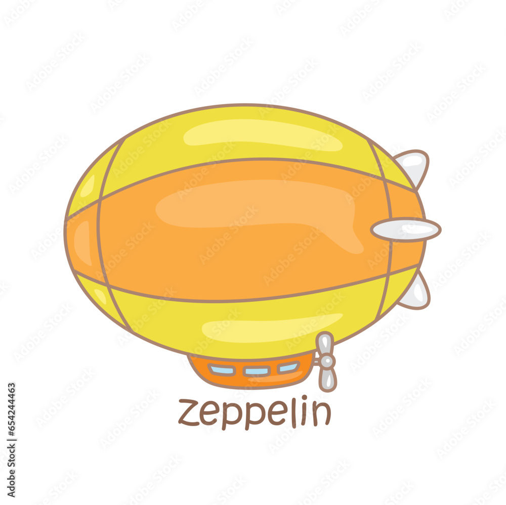Alphabet Z For Zeppelin Vocabulary School Lesson Cartoon Illustration ...
