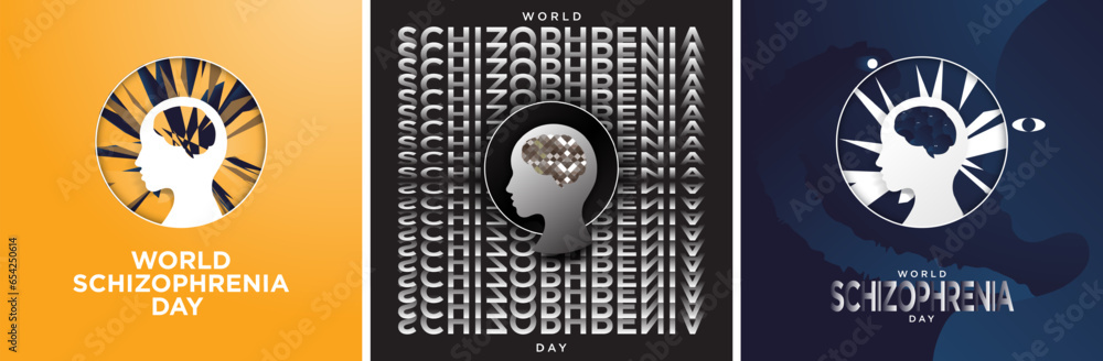 World Schizophrenia Day Theme Poster Set, held on May 24. Human ...