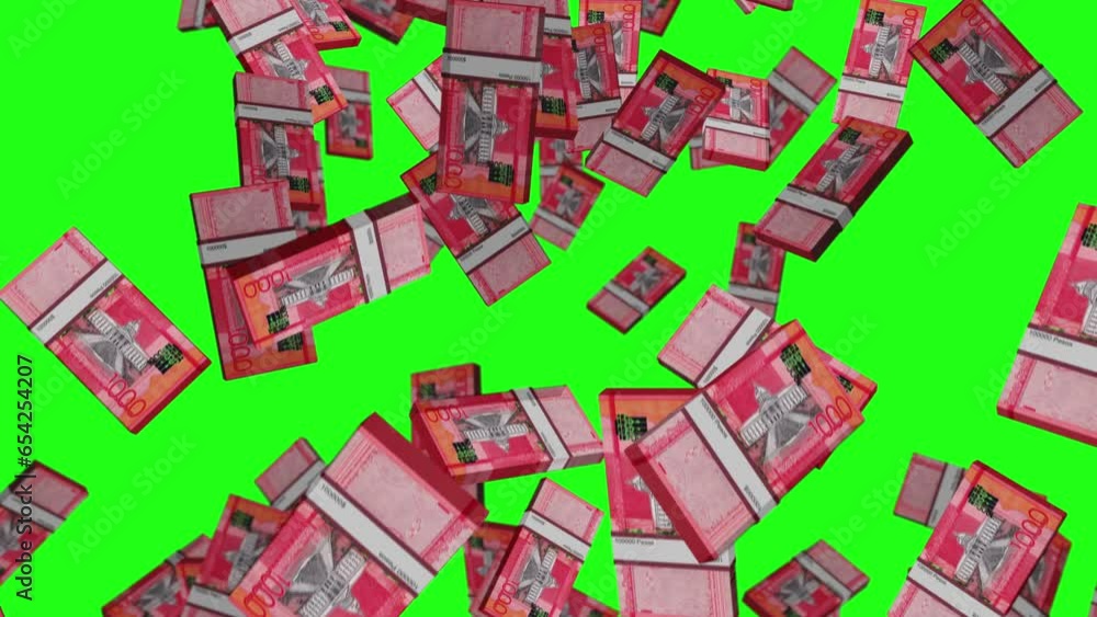 Dominican Peso 1000 DOP banknote packs falling loop. Dominican money ...