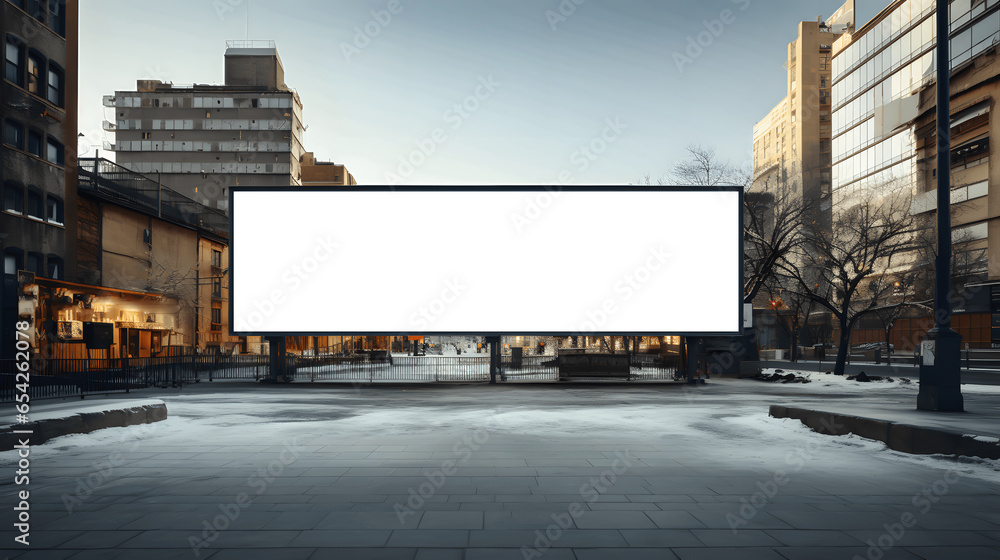 Modern outdoor advertising, clear billboard with free space, city road ...