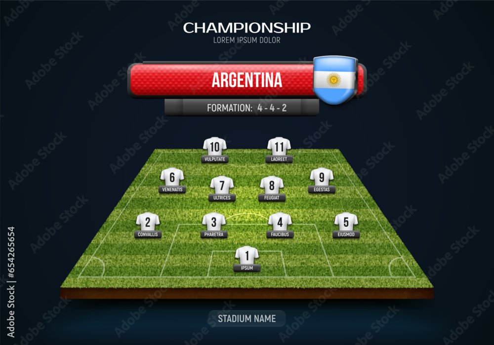 Sport scoreboard with team formation on soccer field. Vector template ...