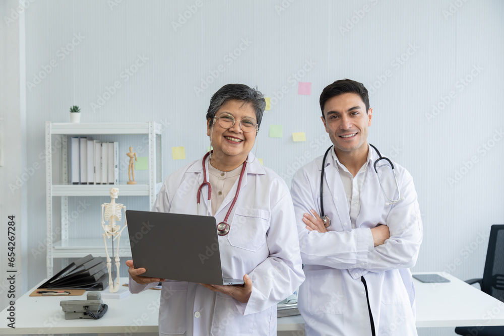 Cheerful professional teamwork collaboration in modern hospital, Asian ...