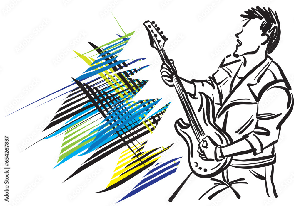 rocker man 8 brush color music career profession work doodle design ...