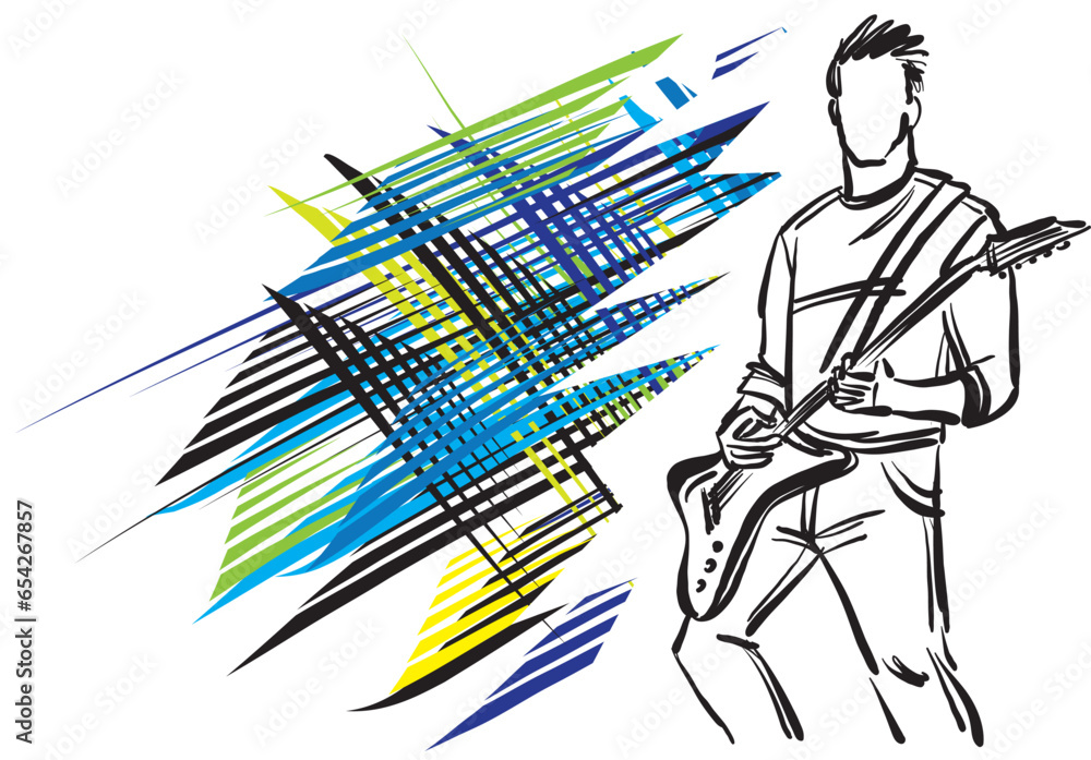 rocker man 4 brush color music career profession work doodle design ...