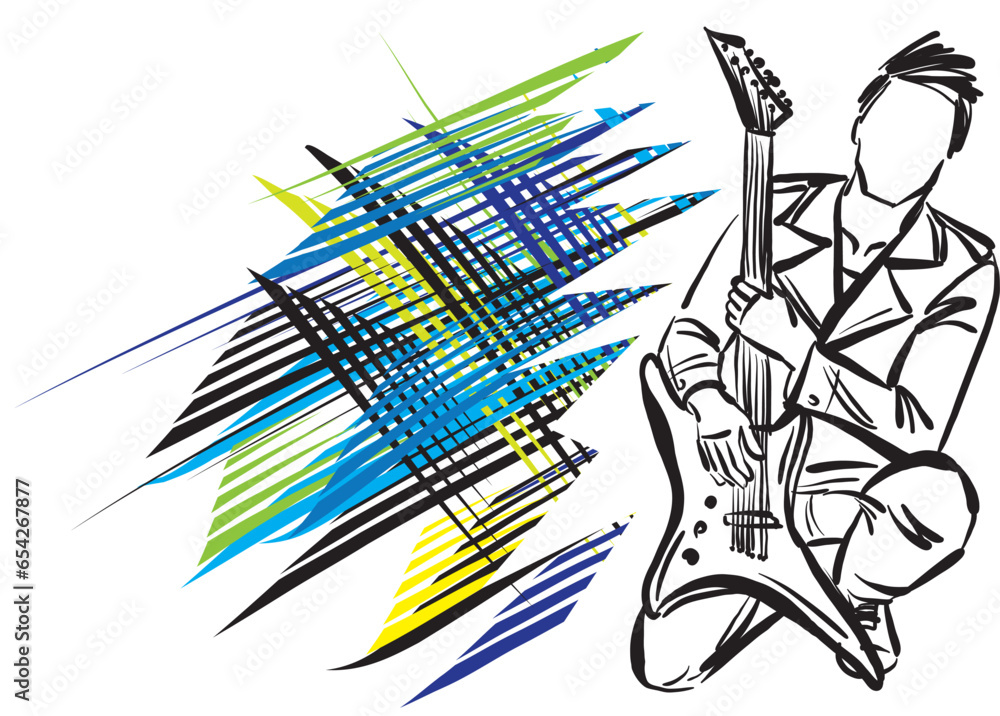 rocker man 3 brush color music career profession work doodle design ...