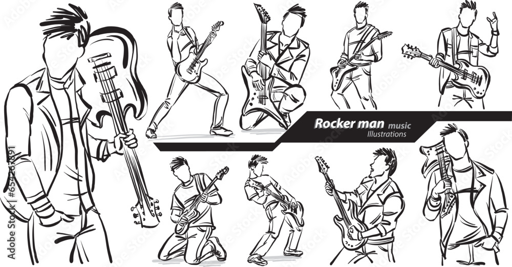 Photo & Art Print rocker man music career profession work doodle design ...