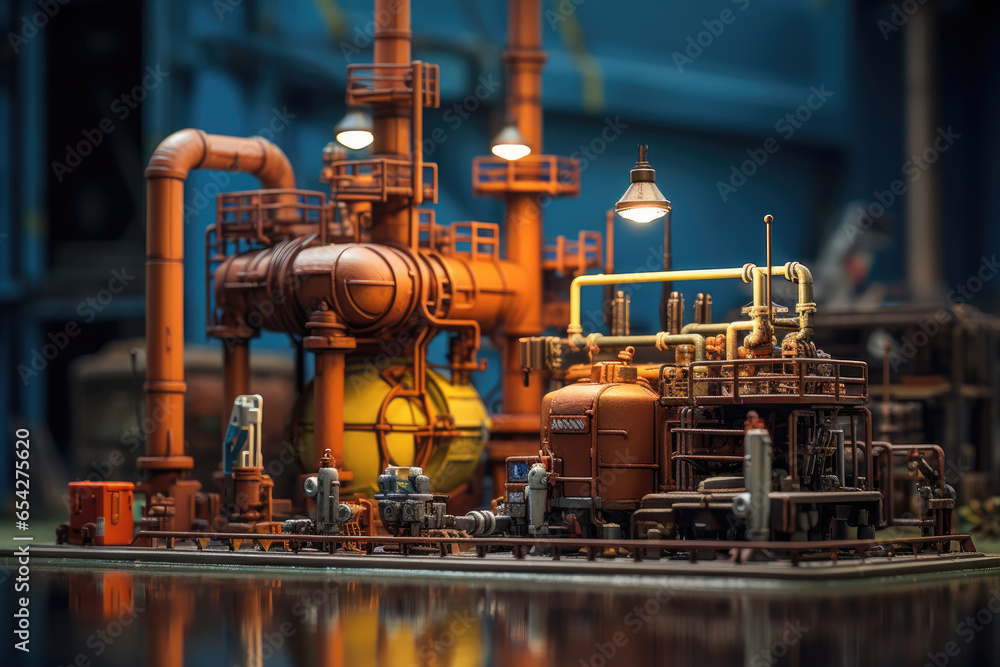 Toy oil refinery station. Miniature toy composition for an oil refinery ...