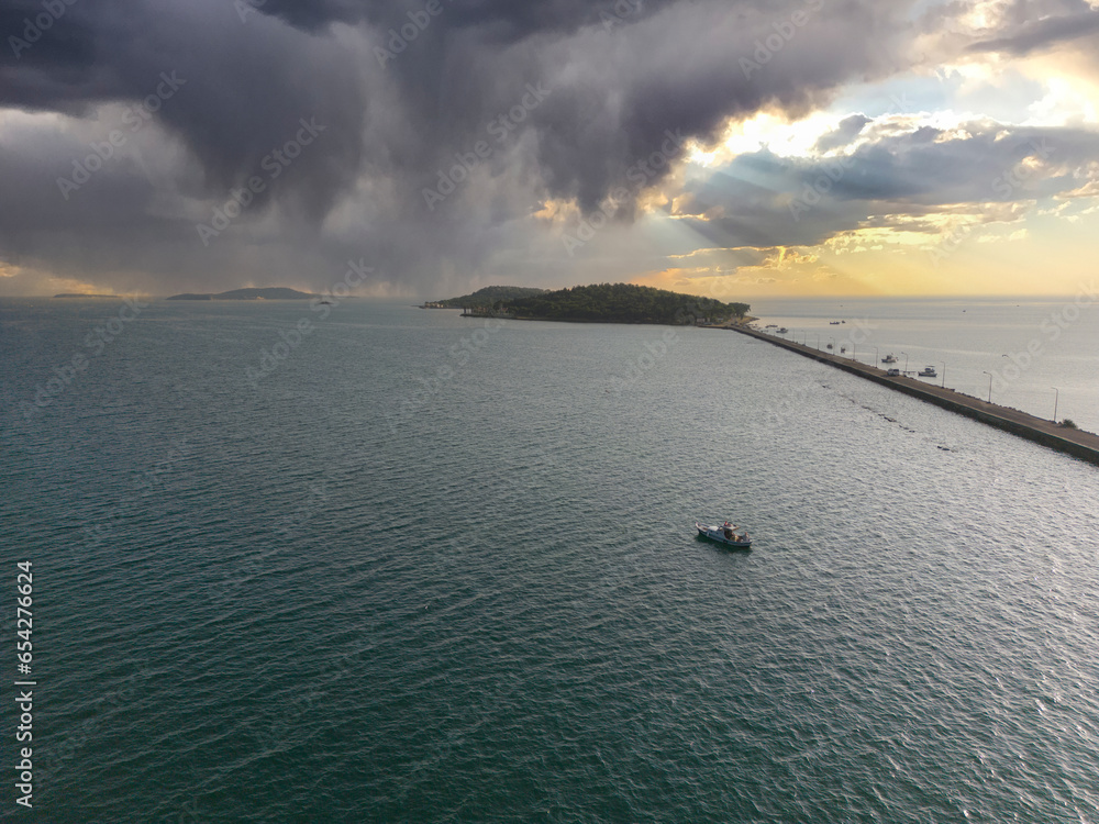 Drone footage at Urla Izmir Province, Turkey. Known as Quarantine ...