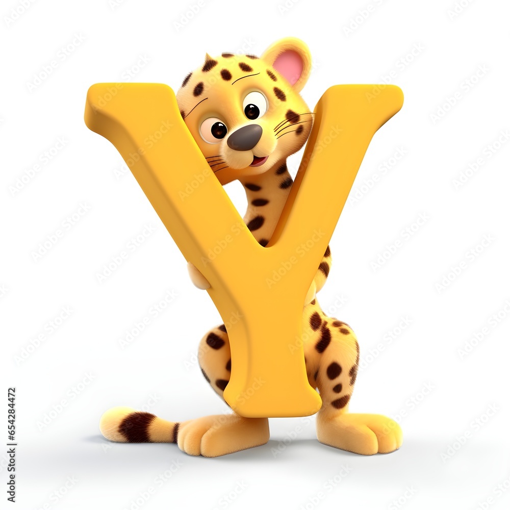 Alphabet letter Y with tiger cartoon character for kids Stock ...
