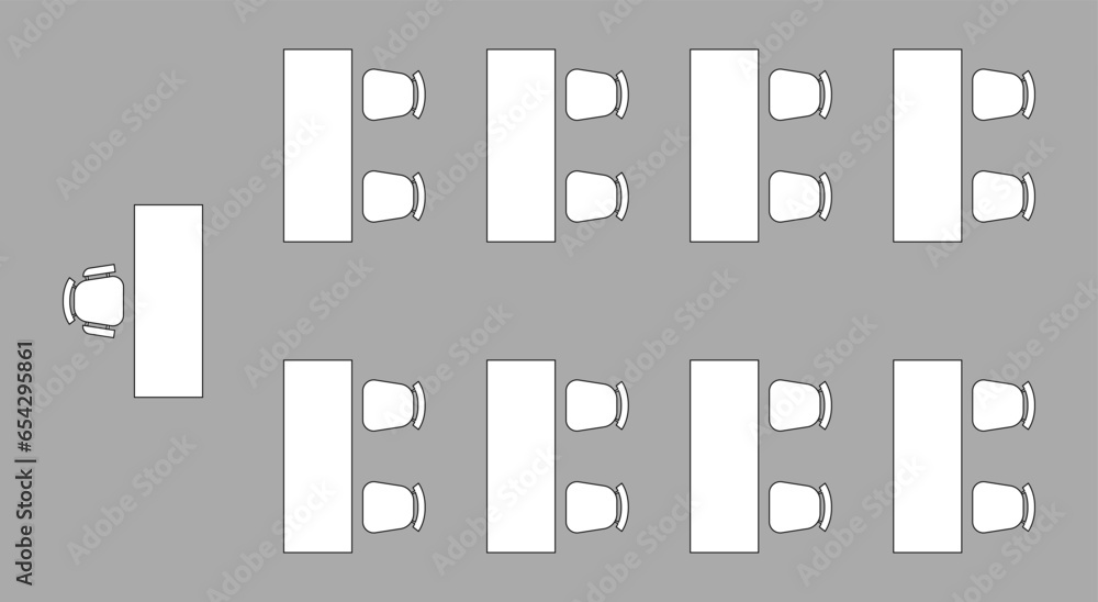 Furniture elements top view, plan of auditorium, classroom with place ...