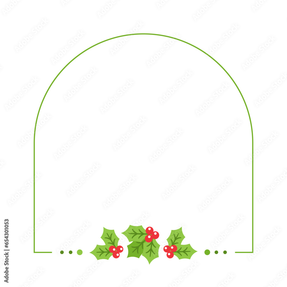 Arch Mistletoe Frame, Christmas and New Year Card Template, Winter ...