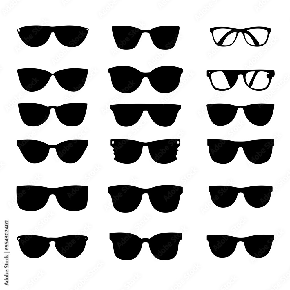 Sunglasses Icons Silhouette Set Black Sunglass Silhouette Mens