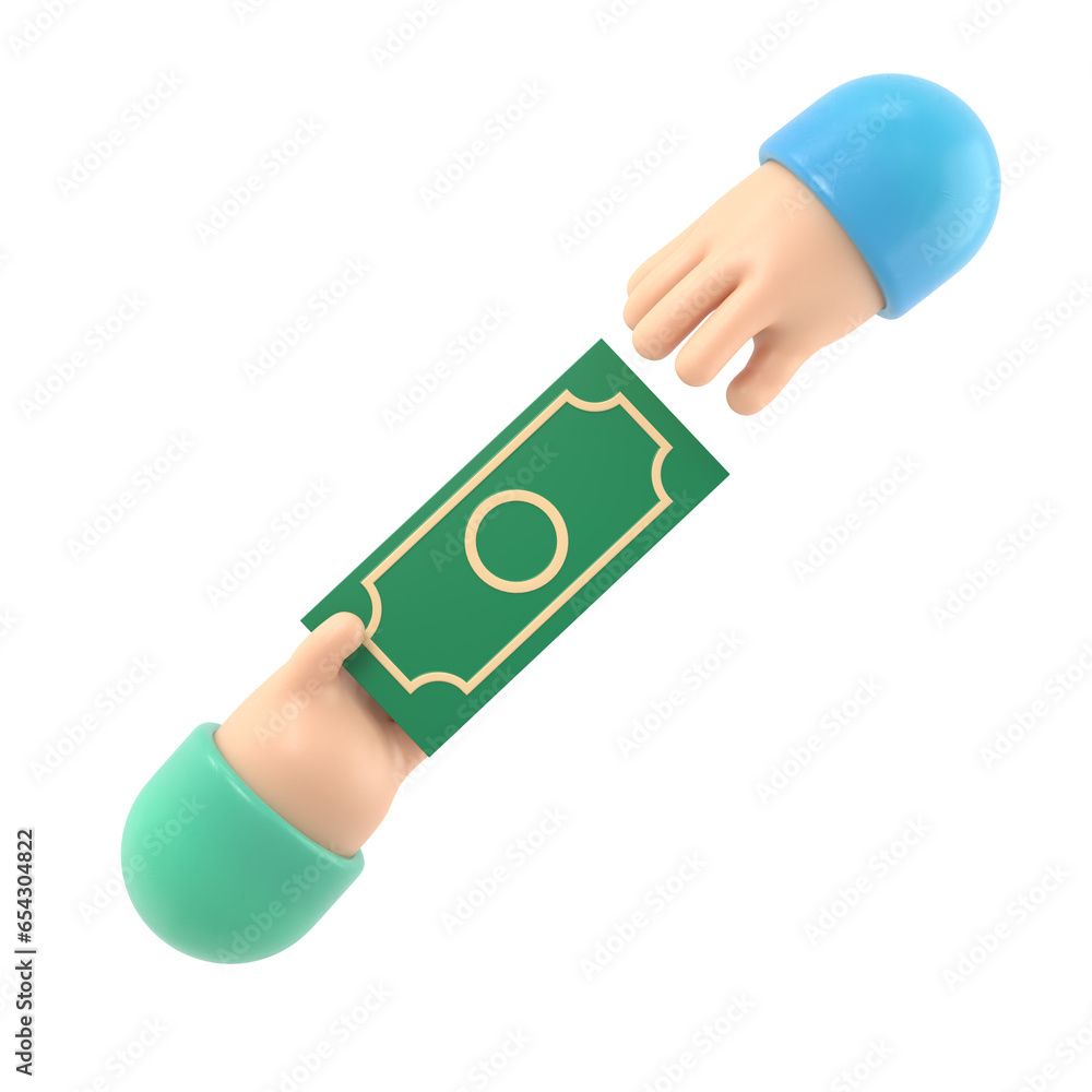 Cartoon Gesture Icon Mockup.Two cartoon businessman hands,giving money ...