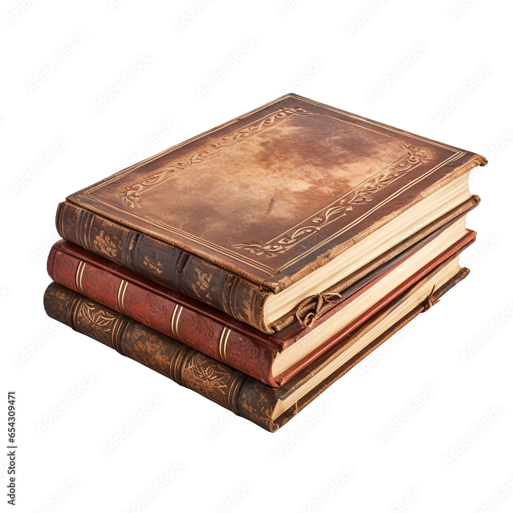 Vintage books isolated on transparent background, ready for object and ...