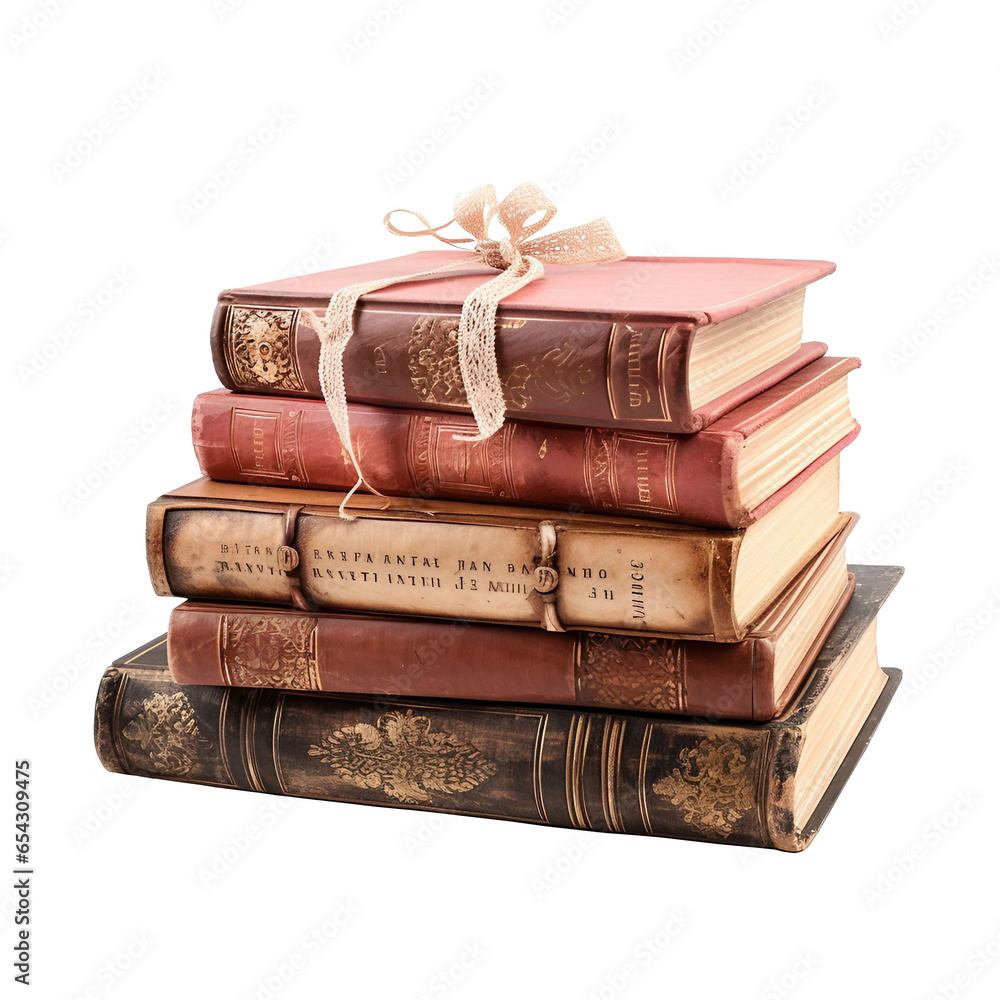 Vintage books isolated on transparent background, ready for object and ...