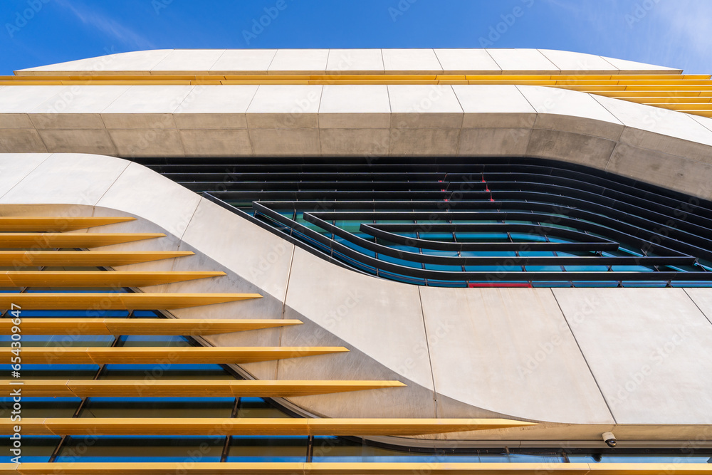 Montpellier, France - 09 28 2023 : Detail view of the facade of ...