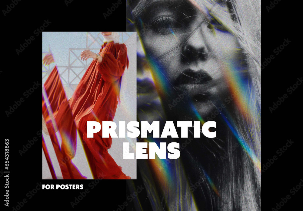 Prismatic Chrome Lens Poster Photo Effect Mockup Stock Template | Adobe ...