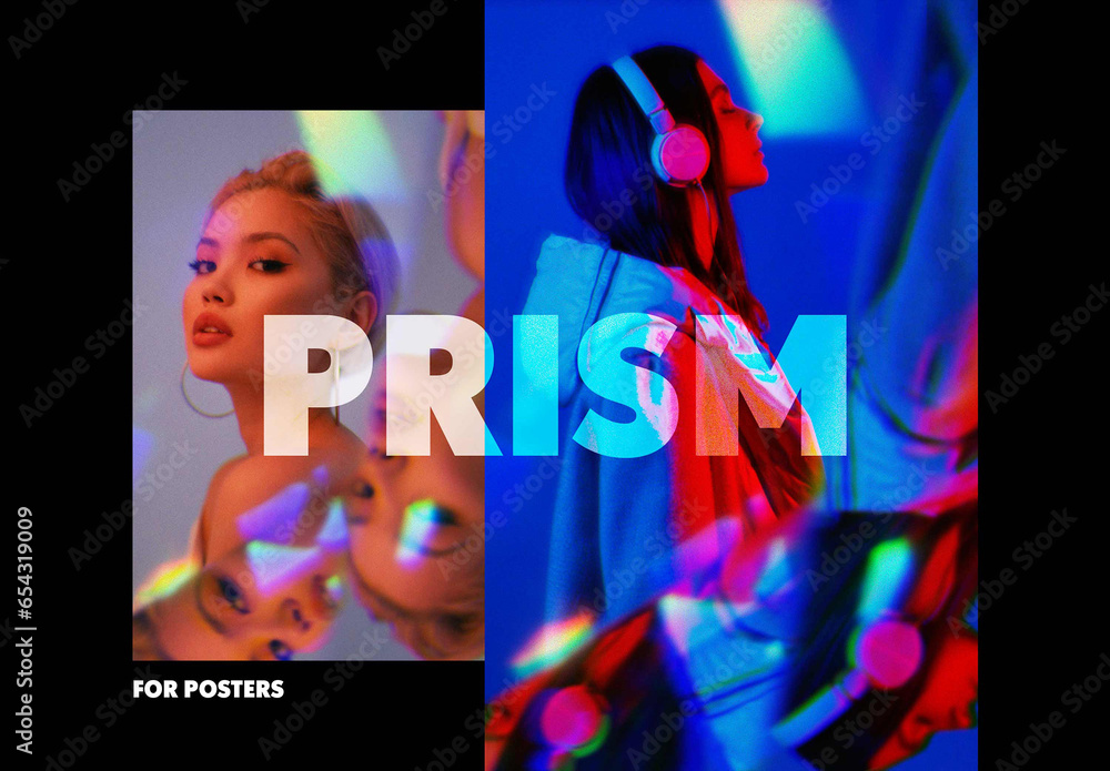 Prism Lens Poster Photo Effect Mockup Stock Template | Adobe Stock
