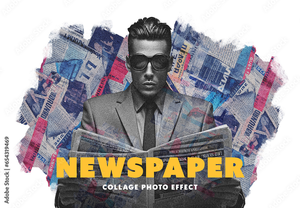 Vintage Newspaper Collage Photo Effect Mockup With Generative AI Stock ...