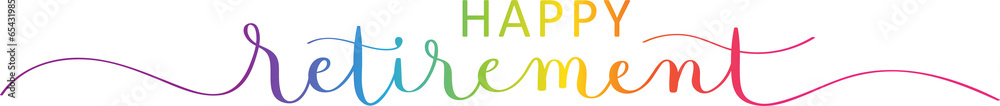 HAPPY RETIREMENT colorful brush calligraphy banner on transparent ...