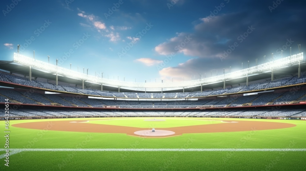 Grand baseball stadium field spot daylight view, modern public sport ...