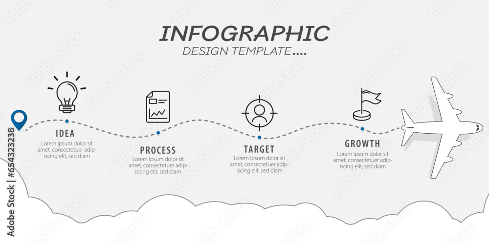 Infographic design template. Timeline concept with 4 options or steps ...