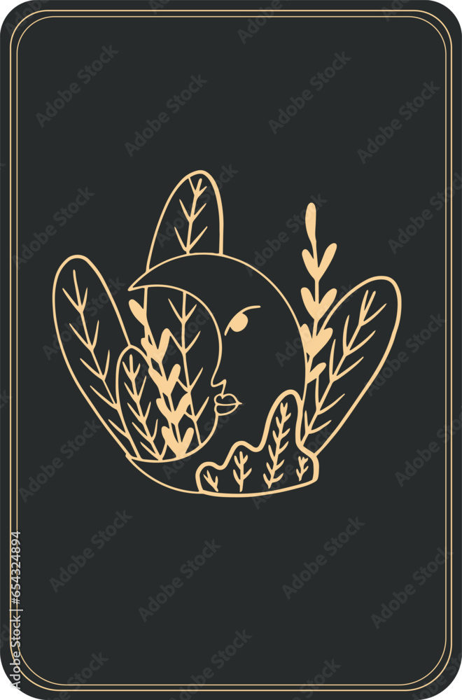 vector illustration, crystals and the solar system, moon phases ...