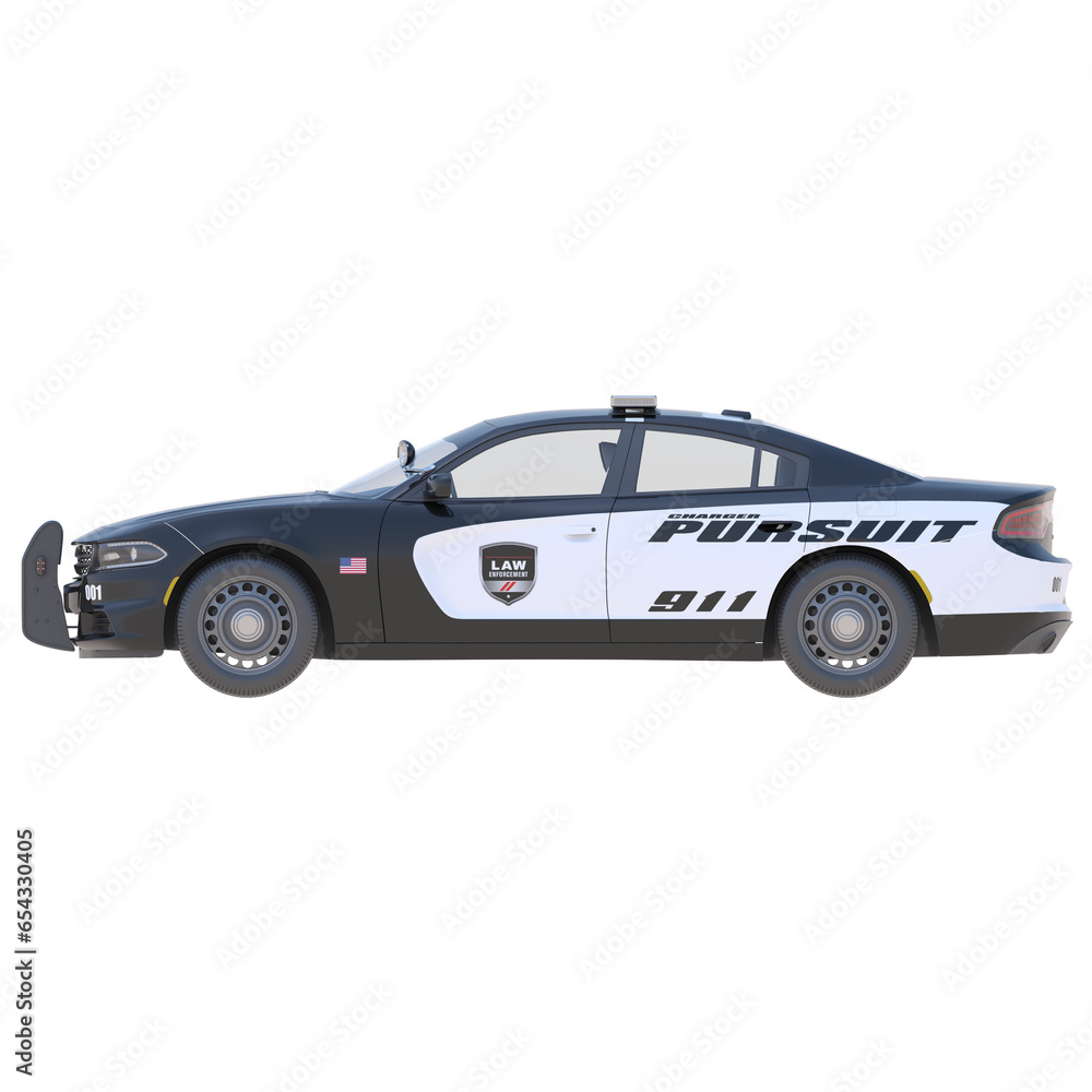 Realistic luxury police car on isolated transparency background, side ...