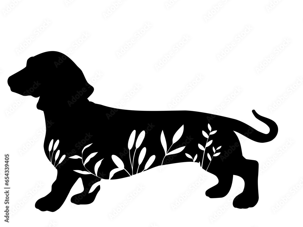 cute floral Dachshund SVG vector cut file for cricut Stock Vector ...
