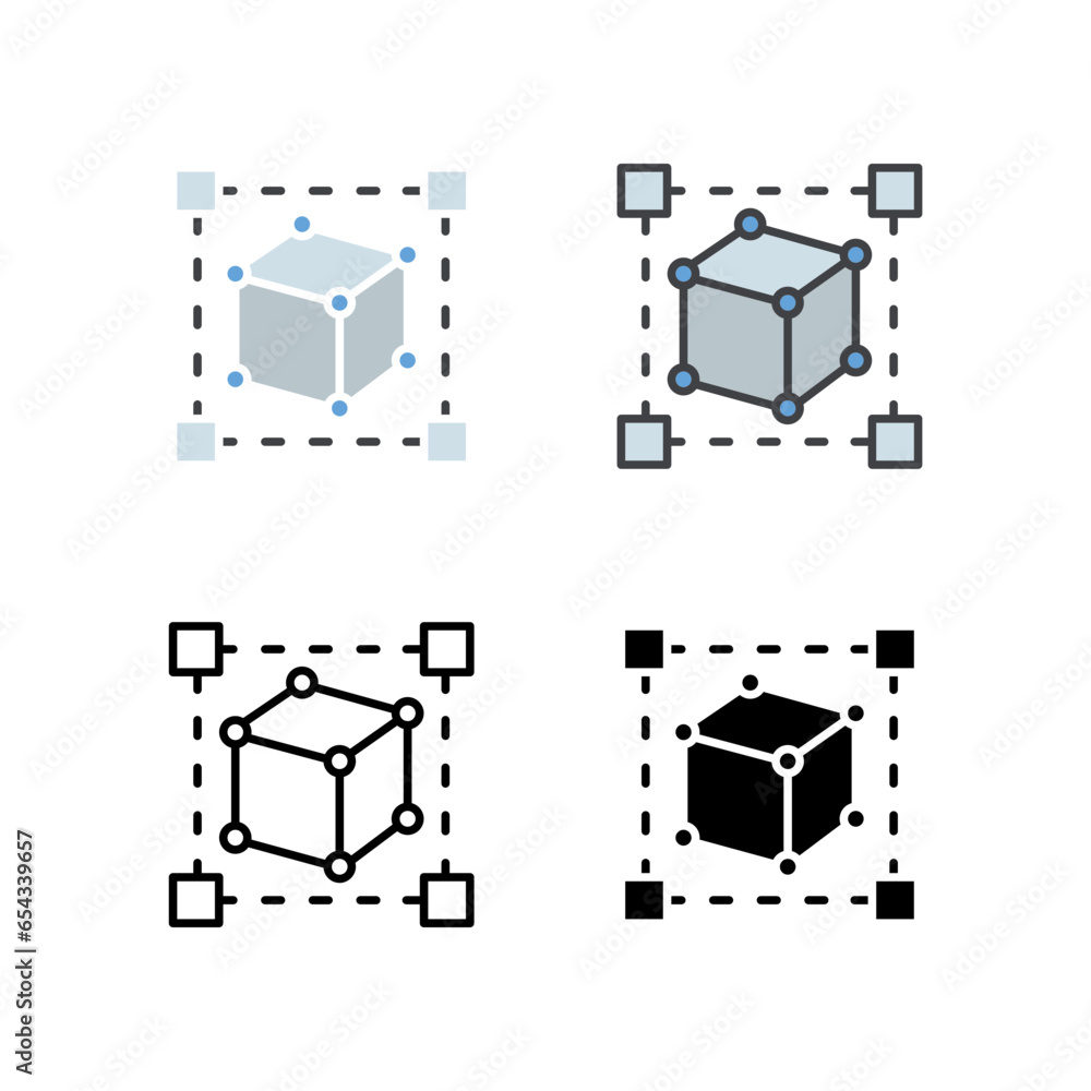 Build a cube room. Geometric shape. Cubic. Four squares in dimension ...
