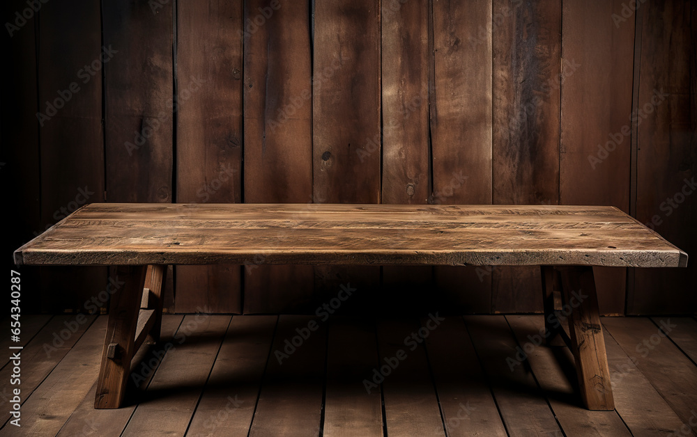 A robust table made of natural wood planks and a rustic texture. Table ...