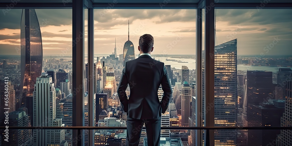 Modern businessman journey. Corporate vision. Building success in urban ...