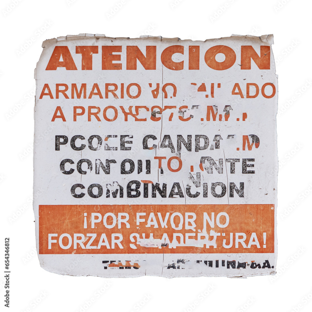 cartel con texto peligro y atencion Stock Photo | Adobe Stock