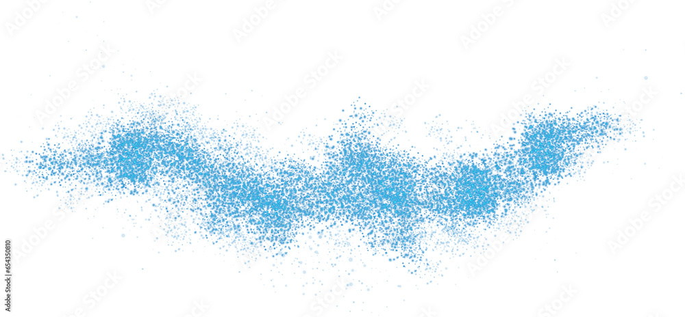 Blue scattering of small particles of sugar crystals, flying salt, top ...
