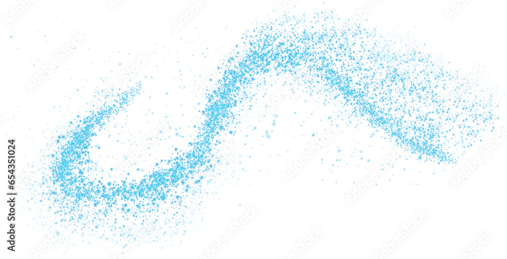 Blue scattering of small particles of sugar crystals, flying salt, top ...