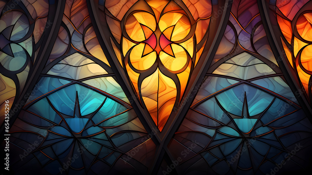 Abstract background that mimics the intricate patterns of stained glass ...