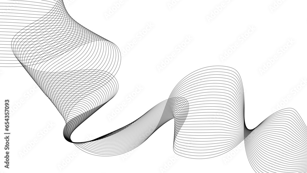 Abstract grey wave lines on transparent background. Technology, data ...